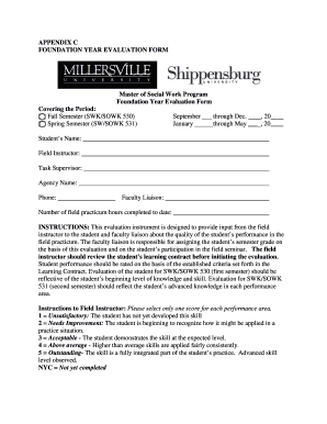 Fillable Online APPENDIX C FOUNDATION YEAR EVALUATION FORM Master... Fax Email Print - pdfFiller