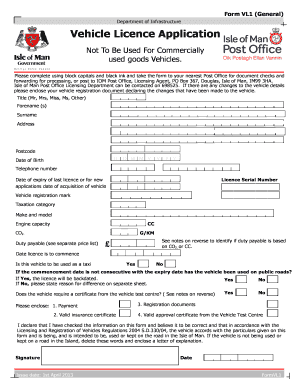 Fillable Online gov Vehicle Licence Application - Isle of Man ...