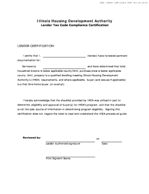 Fillable Online ihda Illinois Housing Development Authority - ihda.org ...