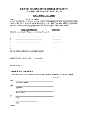 Fillable Online ihda ILLINOIS HOUSING DEVELOPMENT AUTHORITY - ihda.org ...