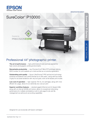 Fillable Online SPECIFICATION SHEET SureColor P10000 - Epson Fax Email ...