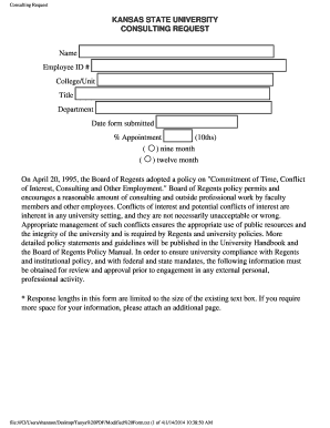 Fillable Online k-state Consulting Request Fax Email Print - pdfFiller
