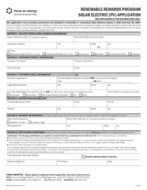Fillable Online RENEWABLE REWARDS PROGRAM SOLAR ELECTRIC (PV) Fax Email ...