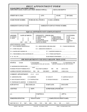 Fillable Online rrcc CPPS APPOINTMENT FORM Fax Email Print - pdfFiller