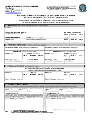 Fillable Online AUTORIZA O PARA CONCESS O DE PASSAPORTE PARA MENORES ...