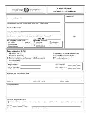 Fillable Online Form ARB Aut Retorno ao Brasil - sistemas.mre.gov.br ...