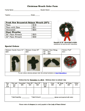 Fillable Online olp ycdsb Christmas Wreath Order Form - olp.ycdsb.ca ...