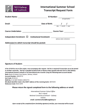 Fillable Online nuigalway International Summer School Transcript ...