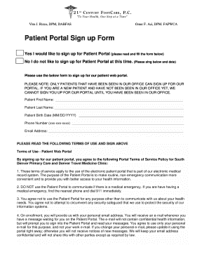 Fillable Online Patient Portal Sign up Form - ProSites, Inc. Fax Email ...