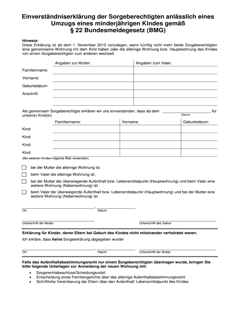 Fillable Online laatzen Einverst ndniserkl rung der Sorgeberechtigten anl sslich eines Fax Email ...