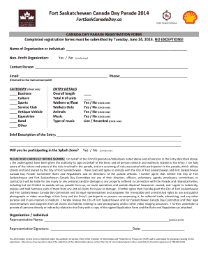 Fillable Online fortsaskcanadaday CITY OF FORT SASKATCHEWAN CANADA DAY PARADE 2009 ...