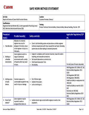 Fillable Online Emergency management form: Safe work method statement ...