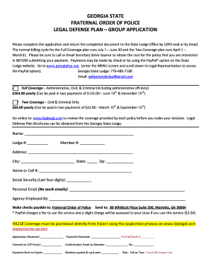 Fillable Online fraternal order of police - Georgia State FOP Fax Email Print - pdfFiller