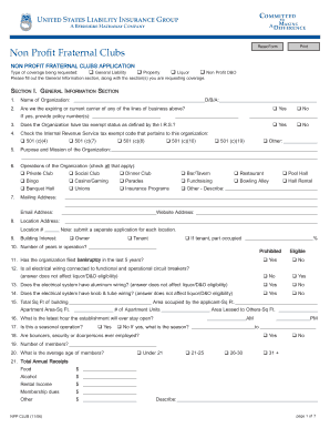 Fillable Online USLI Fraternal Club Application Fax Email Print - pdfFiller