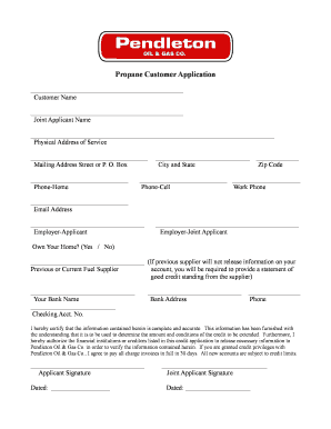 Fillable Online Propane Customer Application Fax Email Print - pdfFiller