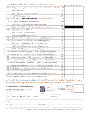 Fillable Online CID ORDER FORM Fax Email Print - pdfFiller