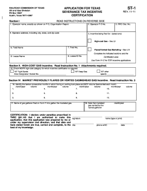 Fillable Online rrc state tx Revised ST-1 Form Fax Email Print - pdfFiller