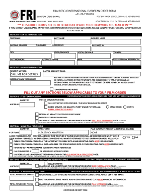 Fillable Online FILM RESCUE INTERNATIONAL EUROPEAN ORDER FORM Fax Email ...