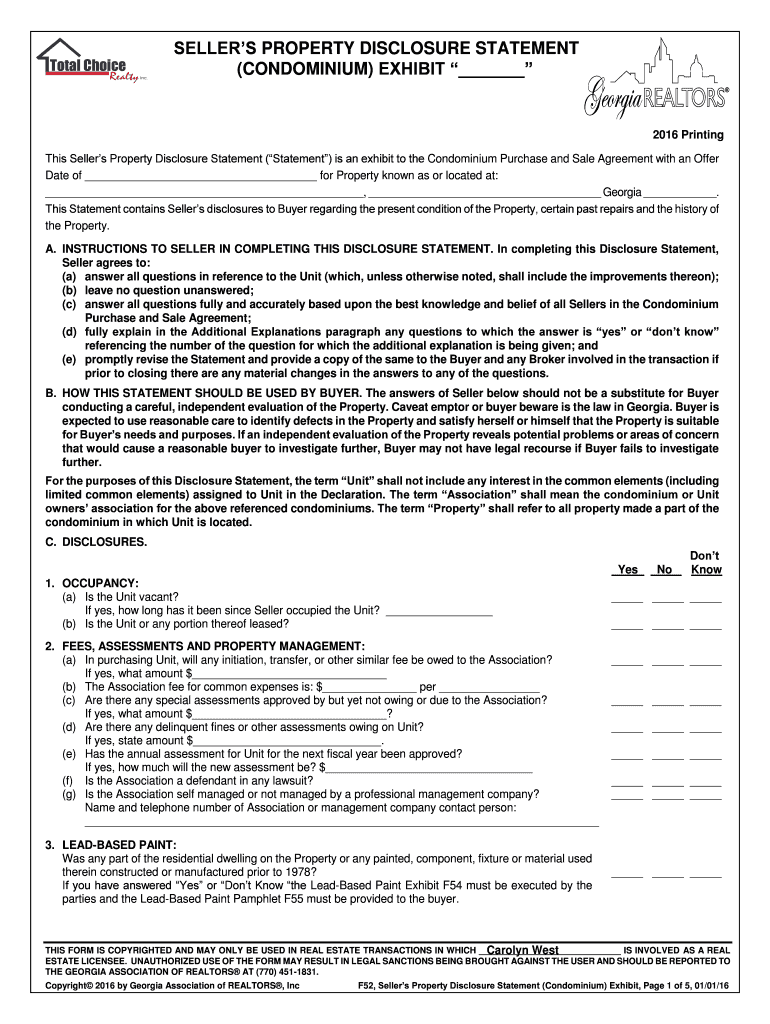 Fillable Online SELLER S PROPERTY DISCLOSURE STATEMENT Fax Email Print - pdfFiller
