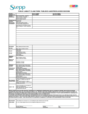Fillable Online stepp co PUBLIC LIABILITY CLAIM FORM / PUBLIEKE ...