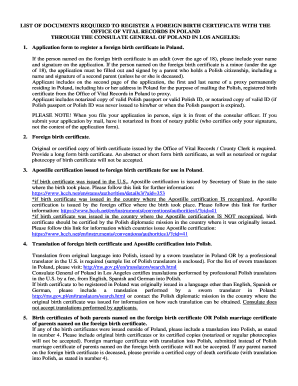 Fillable Online LIST OF DOCUMENTS REQUIRED TO REGISTER A FOREIGN BIRTH ...