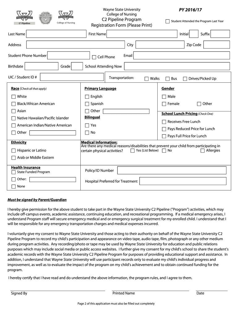 Fillable Online c2pipeline wayne C2 Pipeline Program Fax Email Print ...