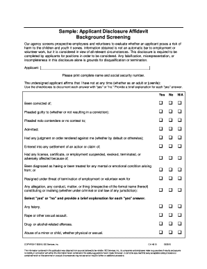 Fillable Online Sample: Applicant Disclosure Affidavit Background ...