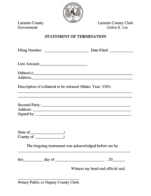 Fillable Online Lien Release Statement - Laramie County Clerk Fax Email ...