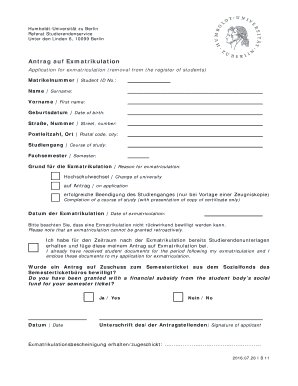 Exmatrikulation Hu - Fill Online, Printable, Fillable, Blank | pdfFiller
