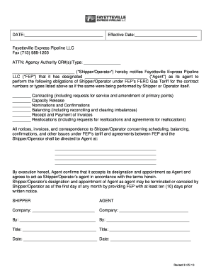 Fillable Online FEP - Agency Authority Designation Form - Fayetteville ...