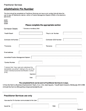 Fillable Online eOphthalmic Pin Number - psd.scot.nhs.uk Fax Email ...