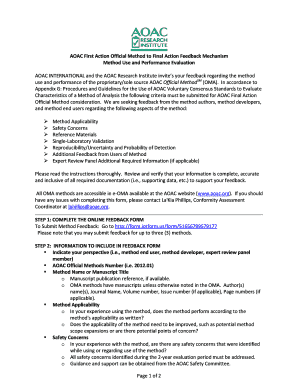 Fillable Online AOAC First Action Official Method to Final Action ...