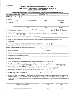 Fillable Online POLICE AND FIREMENS RETIREMENT SYSTEM NEW JERSEY ...