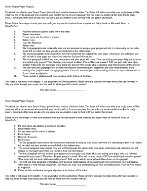 Fillable Online Senior Project/Paper Proposal - SchoolRack.com Fax ...