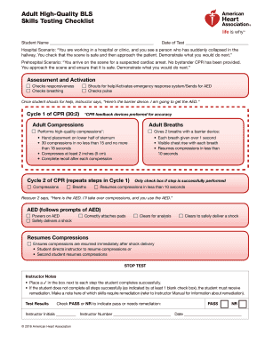 Fillable Online Adult High-Quality BLS Skills Testing Checklist Fax ...