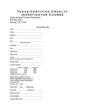 Fillable Online Texas Certified Cruelty Investigator Course - Texas ...