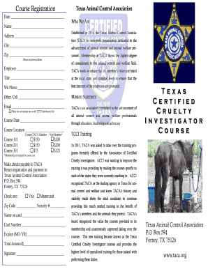 Fillable Online Texas Certified Cruelty Investigator Course - Texas ...