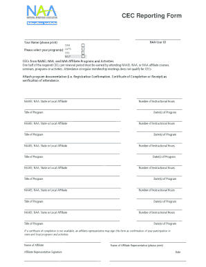 Fillable Online naahq CEC Reporting Form - National Apartment... Fax Email Print - pdfFiller