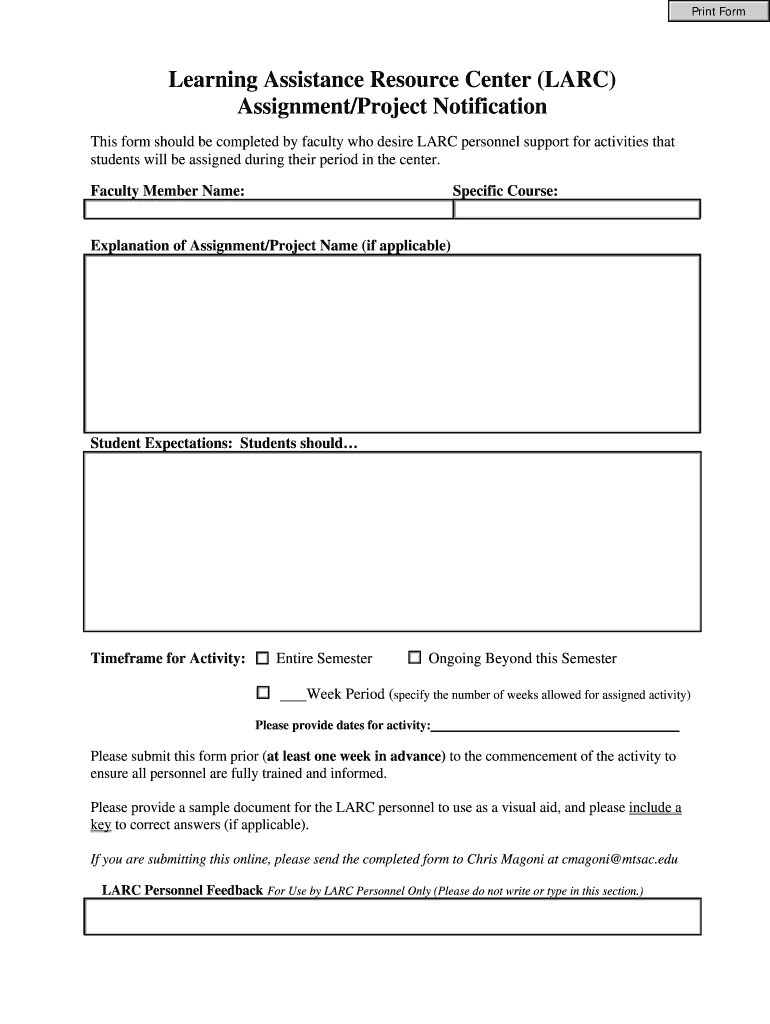 Fillable Online mtsac Learning Assistance Resource Center (LARC ...