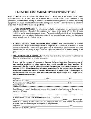 Fillable Online CLIENT RELEASE AND INFORMED CONSENT FORM -... Fax Email ...