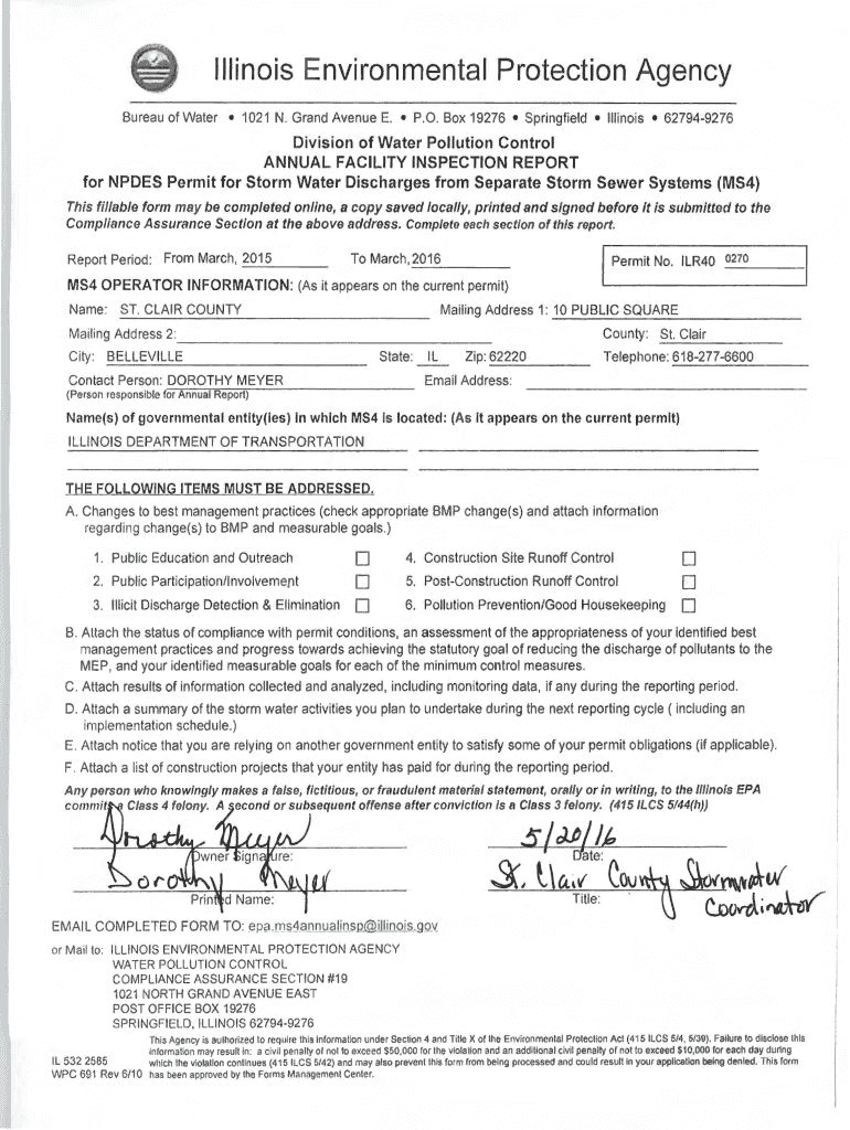 Fillable Online co st-clair il Bureau of Wa ter - co st-clair il Fax Email Print - pdfFiller