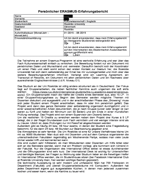 Fillable Online Pers nlicher ERASMUS-Erfahrungsbericht Fax Email Print ...