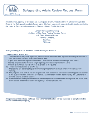 Fillable Online Safeguarding Adults Review Request Form Fax Email Print ...