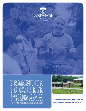Fillable Online landmark transition to college program - landmark.edu ...