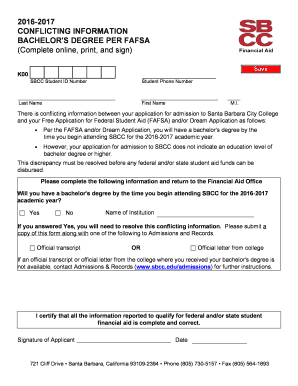 Fillable Online sbcc BACHELOR'S DEGREE PER FAFSA Fax Email Print ...