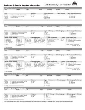 Fillable Online OPS Head Start / Early Head Start Fax Email Print ...