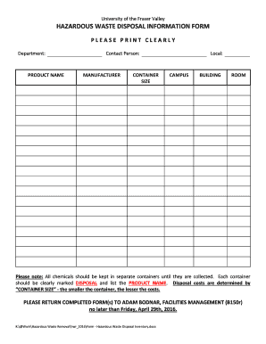 Fillable Online Form - Hazardous Waste Disposal Inventory.docx Fax ...