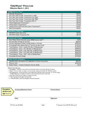 Fillable Online samba TitleWave Price List - samba Fax Email Print - pdfFiller