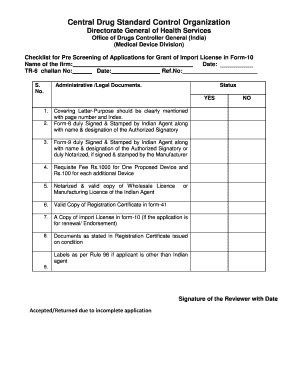 Fillable Online Central Drug Standard Control Organization Directorate ...