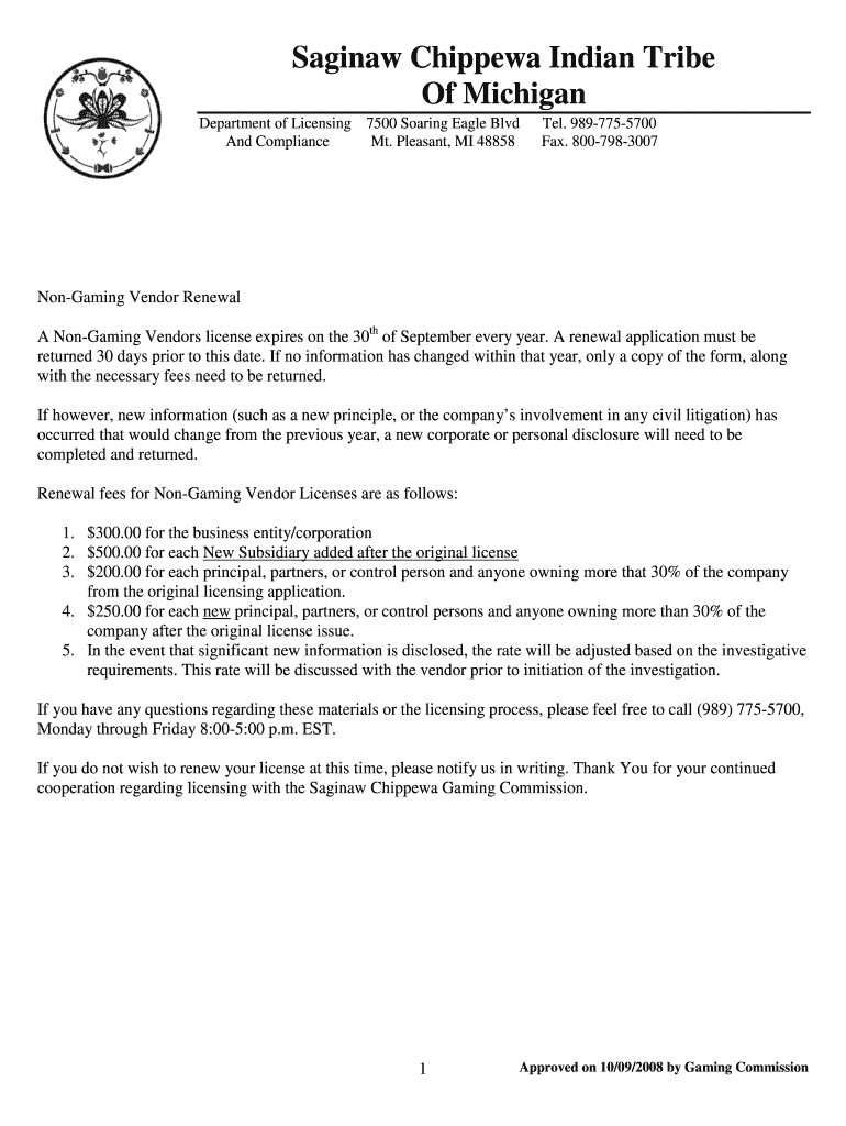 Fillable Online sagchip Saginaw Chippewa Indian Tribe - Isabella Indian ...